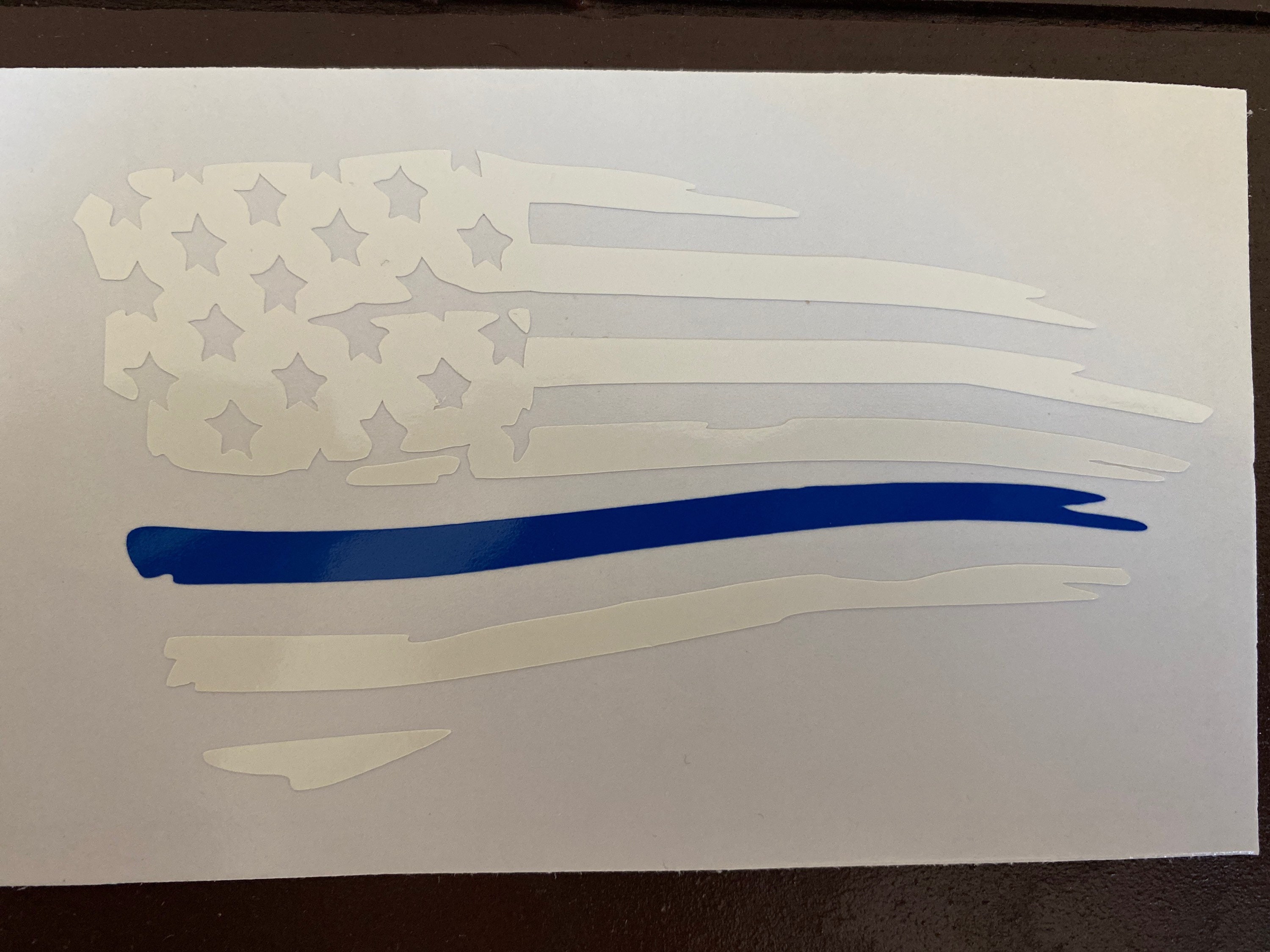 Distressed American Flag Decal Sticker Thin Blue Line Police Gift Car ...