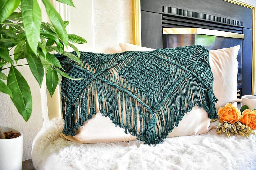 Large Macrame Pillow Case, Macrame Pillow Cover, Handmade Throw Pillow ...