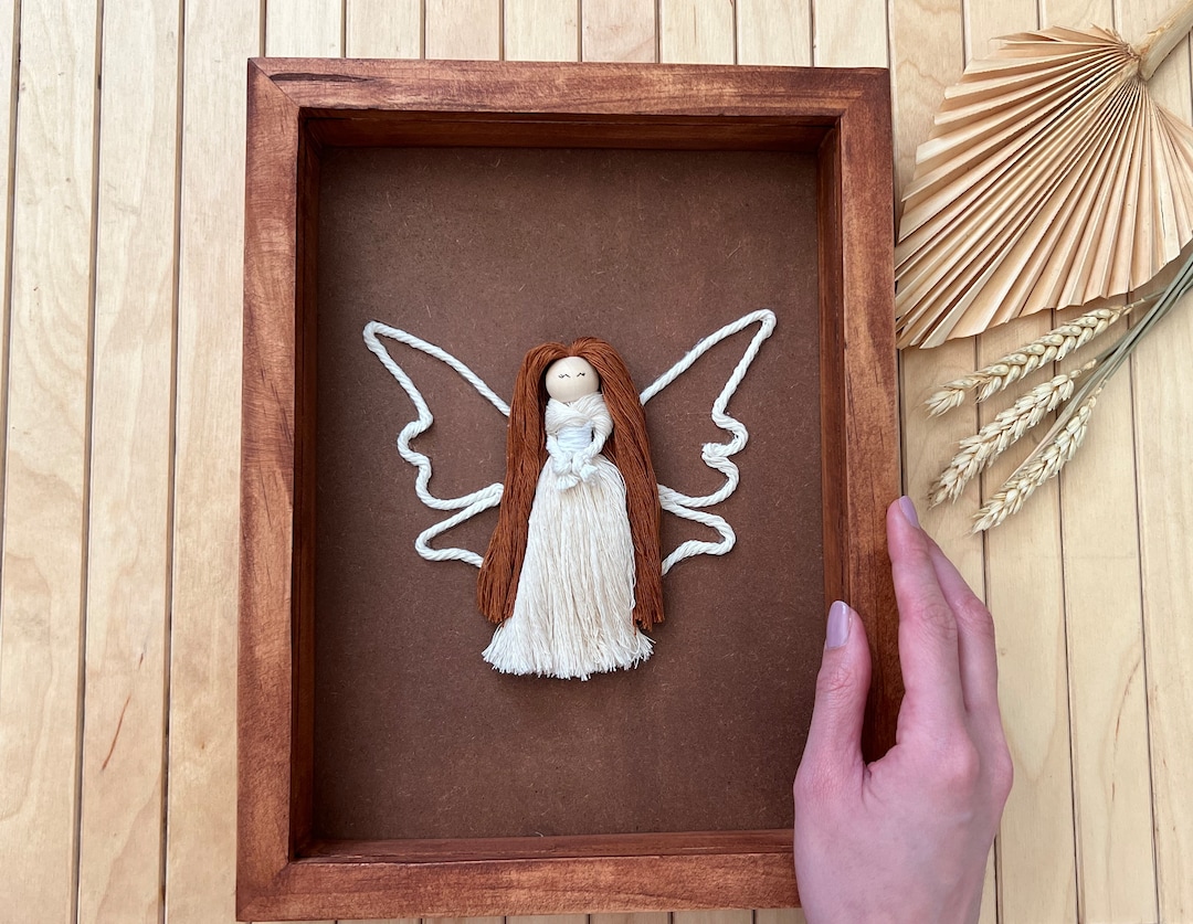 Framed Macrame Angel, Macrame Doll, Nursary Room Decor, Kids Room Decor ...