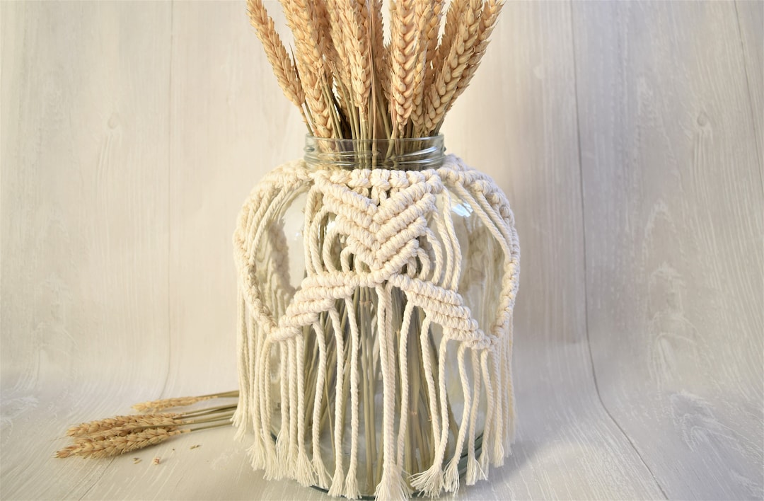 Handmade Macrame Jar Cover, Macrame Vase Cover, Macrame Candle Holder ...
