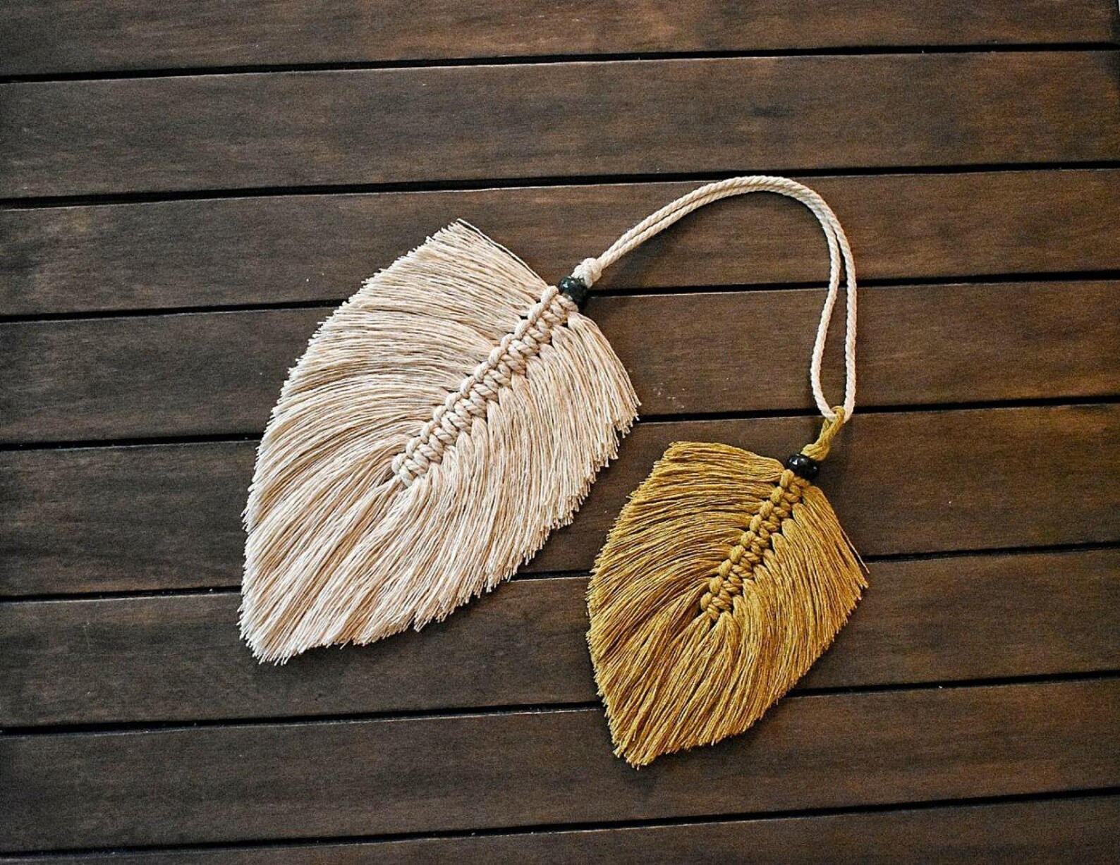 Macrame Double Leaf Curtain Tieback Set of 2 Macrame Leaves - Etsy