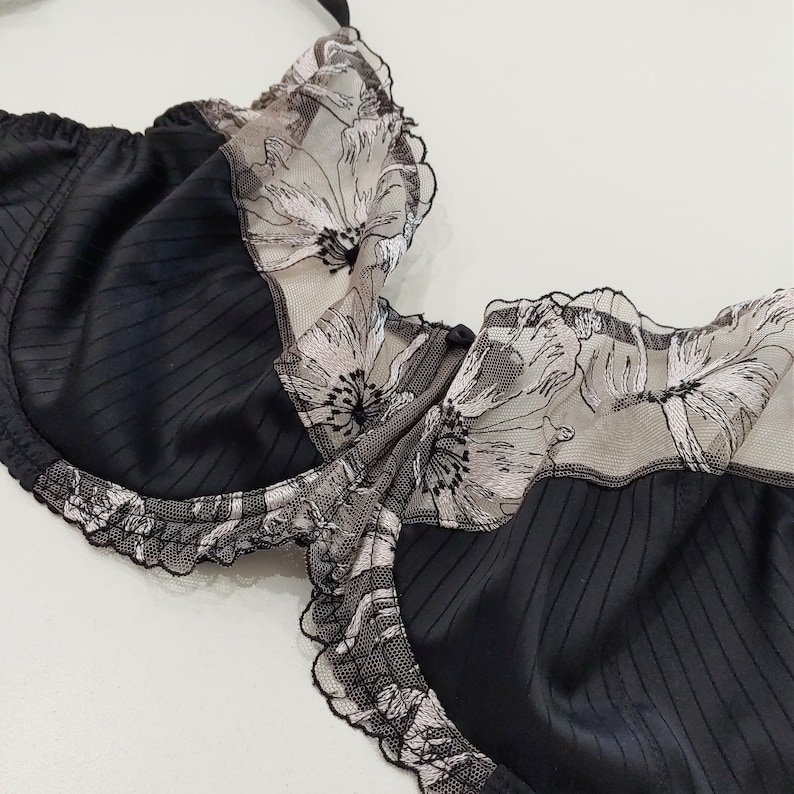Aa Cup Bra Black Soft Satin Bra For Big Men Crossdresser Etsy