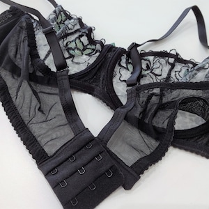 AA crossdresser underwire bra for men. Sheer lace black leopard print ...
