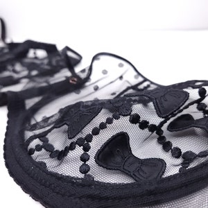 Sheer Lace Bra for Men: Black Polka Dot Lingerie, AA Cup - Etsy