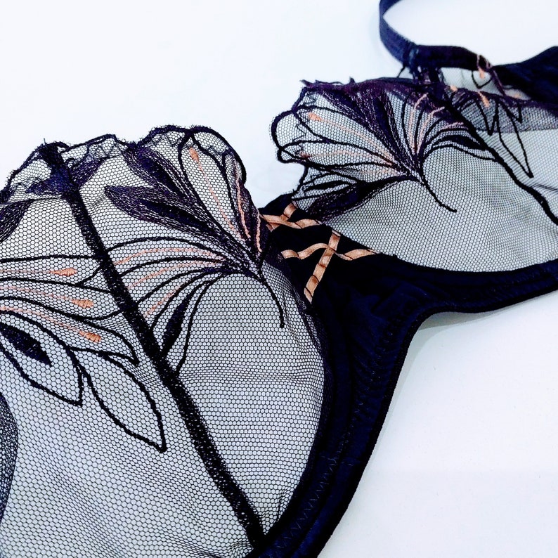 Aa Cup Size Soft Balconette Bra For Men In Dark Purple Cross Etsy