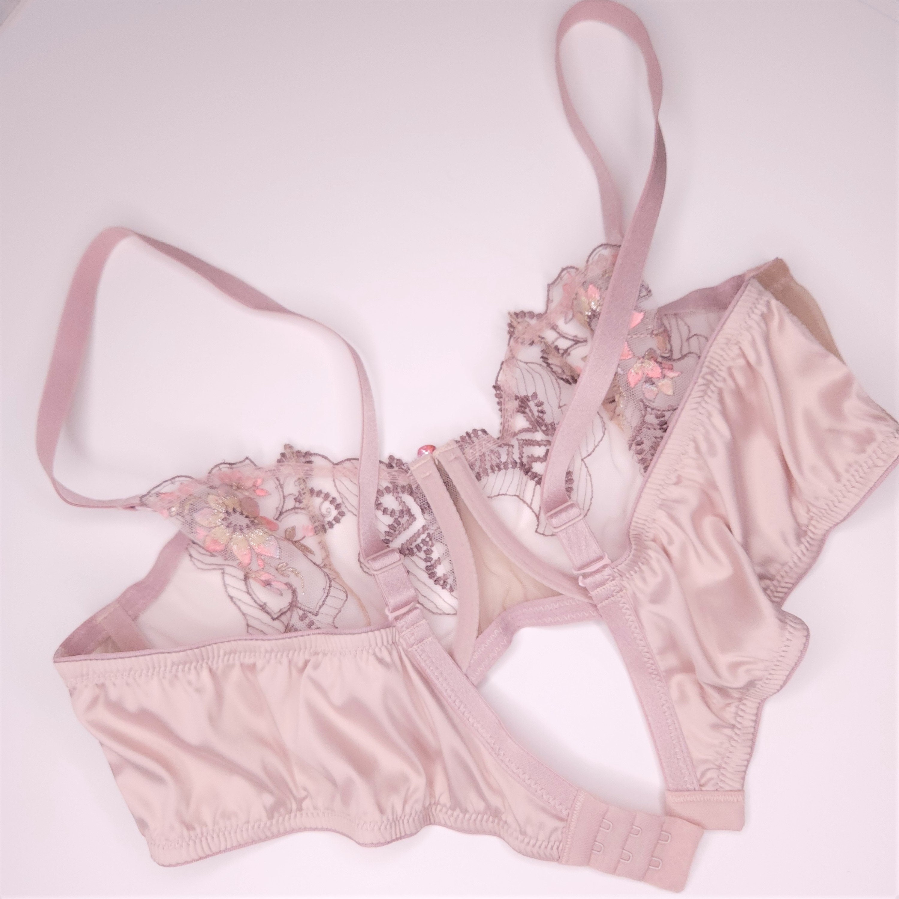 Sheer Embroidered Bra for Men: Light Beige AA Cup Underwire - Etsy