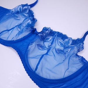 Men's Delicate Blue Sheer Lace Bra for Fancy Crossdressers. Luxury ...
