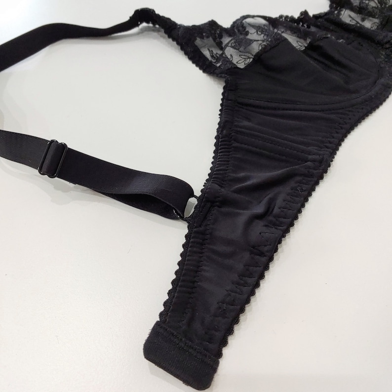 Crossdresser Lingerie Bra AA Cup. Black Silky Lace Lingerie - Etsy