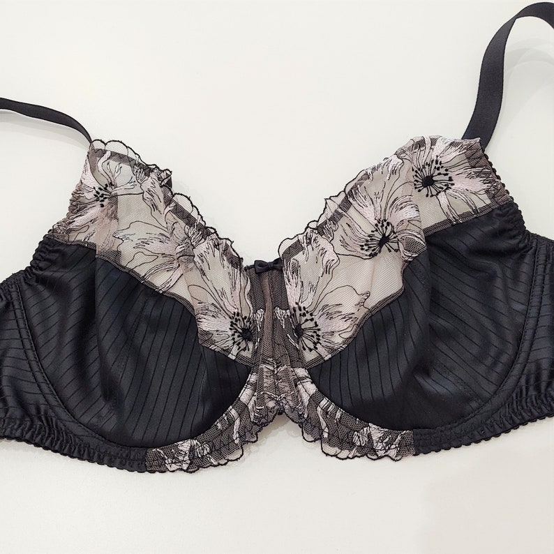 Aa Cup Bra Black Soft Satin Bra For Big Men Crossdresser Etsy
