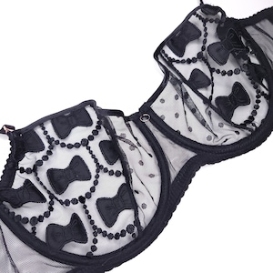 Sheer Lace Bra for Men: Black Polka Dot Lingerie, AA Cup - Etsy