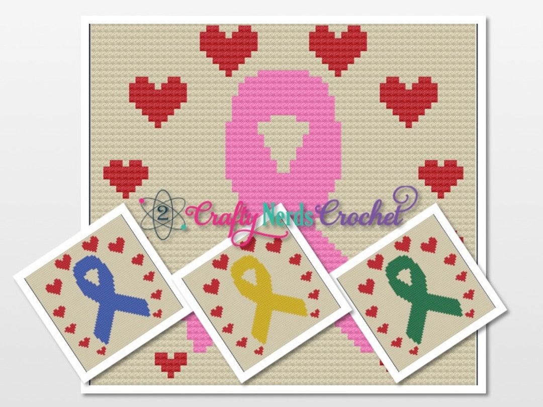 Awareness Ribbon Circle of Hearts Pattern Graph With Single Crochet and ...