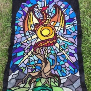 Stained Glass Dragon Graph With Single Crochet Written, Dragon Graphgan ...