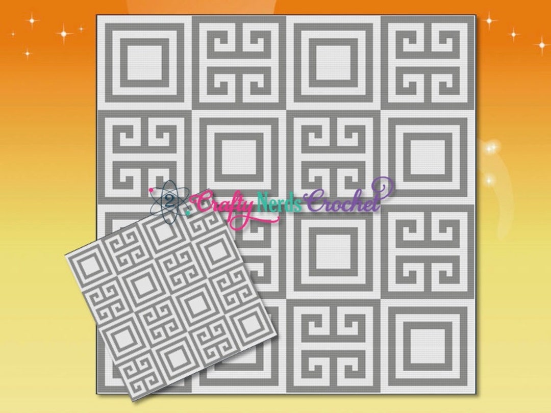 Greek Meander Throw Pattern Graph With SC Single Crochet Written ...