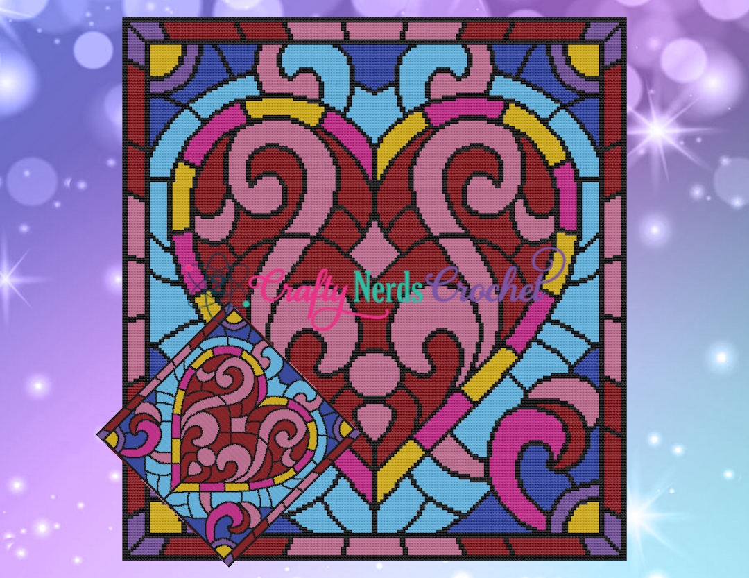 Stained Glass Heart Crochet Pattern Graph With SC and TSS Written ...
