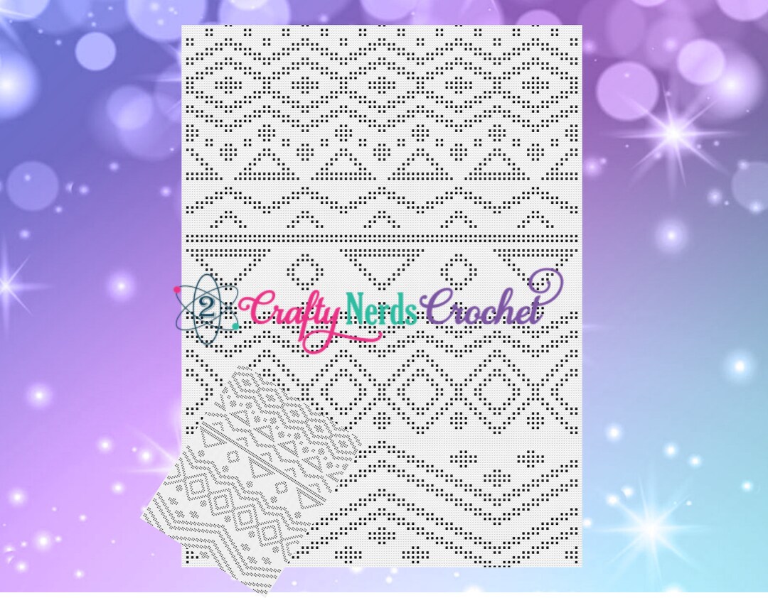 Tribal Nights Geometric Crochet Bobble Graph With Single Crochet Bobble ...
