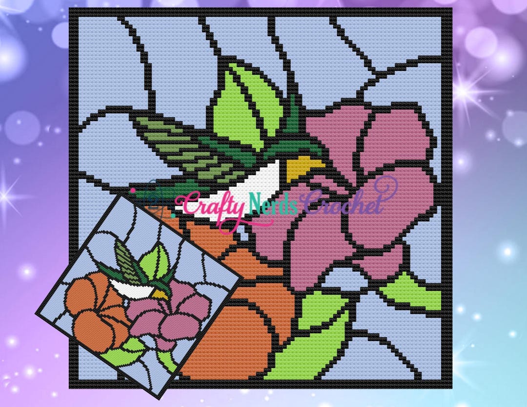 Stained Glass Inspired Hummingbird Crochet Pattern Graph With Minic2c ...