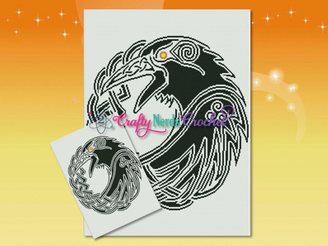 Celtic Raven Crochet Pattern Graph With Single Crochet Written, Raven ...