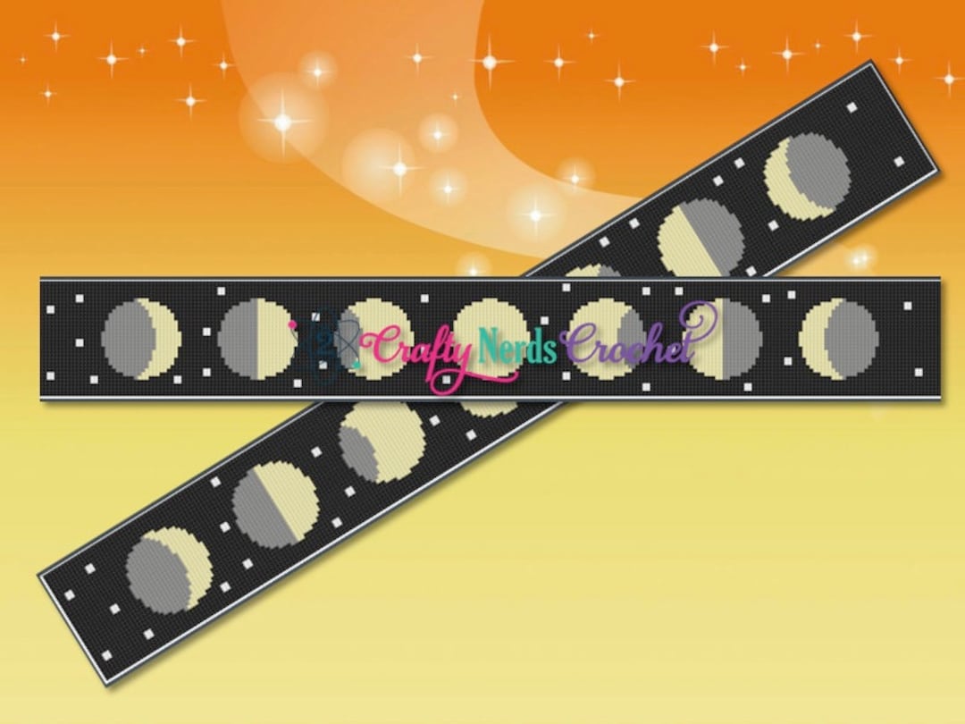 Moon Phases Scarf Pattern Graph With Single Crochet Written, Moon ...