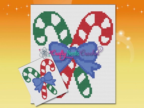 Candy Canes Pattern Graph With C2C Written Candy Canes - Etsy