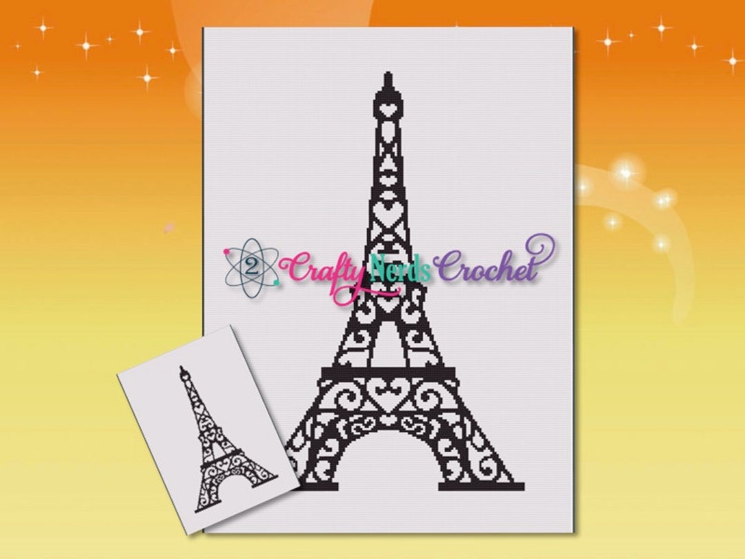 Eiffel Tower Paris Love Throw Pattern Graph With Single Crochet SC ...