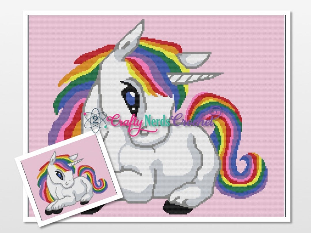 Baby Unicorn Pattern Graph With Single Crochet Written, Unicorn ...