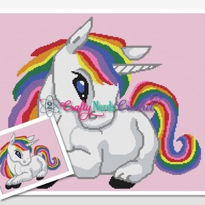Baby Unicorn Pattern Graph With Single Crochet Written, Unicorn ...