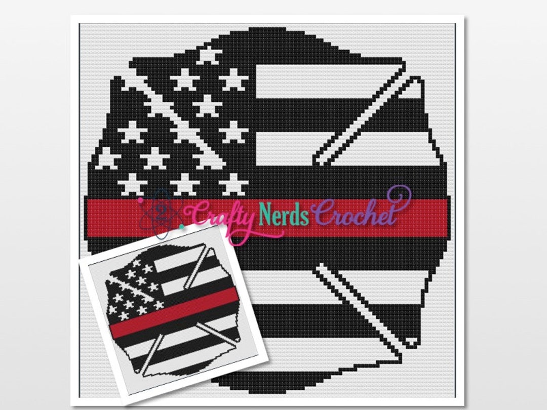 Maltese Cross Thin Red Line Pattern Graph With Mini C2C Written ...