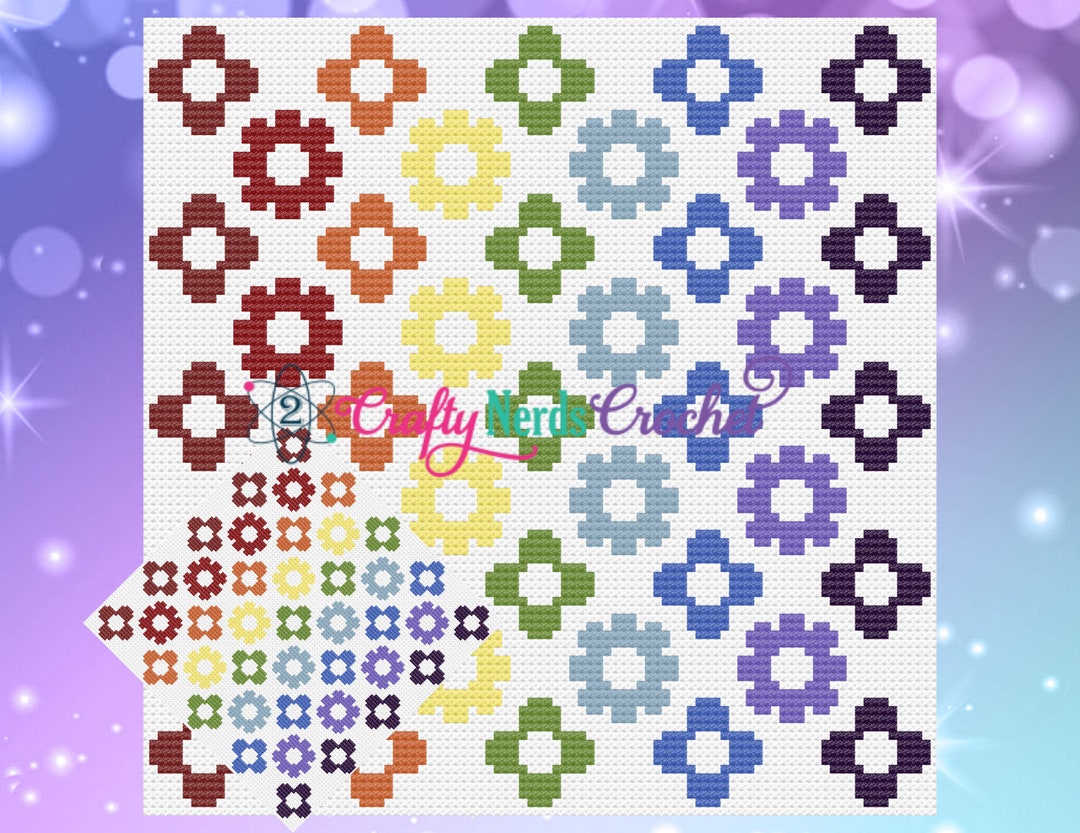 Geometric Flowers Crochet Pattern Graph With Minic2c Written, Flower Graphgan Pattern, Flower ...