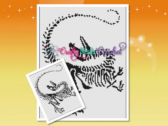 Dinosaur Skeleton Pattern Graph With Minic2c Written Dinosaur - Etsy