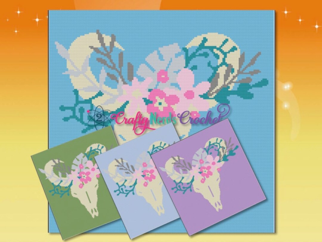 Floral Antler Skull With SC and Minic2c Written, Antler Graphgan ...