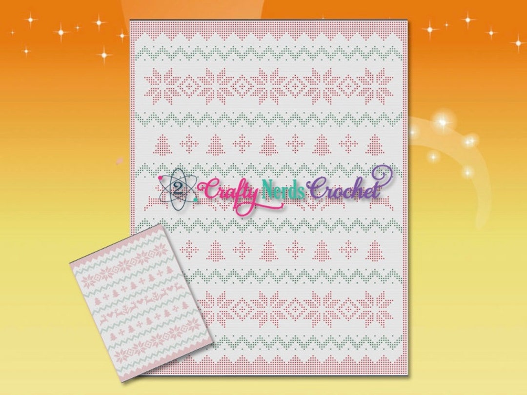Fair Isle Pattern Graph With Single Crochet Bobble Written, Christmas ...