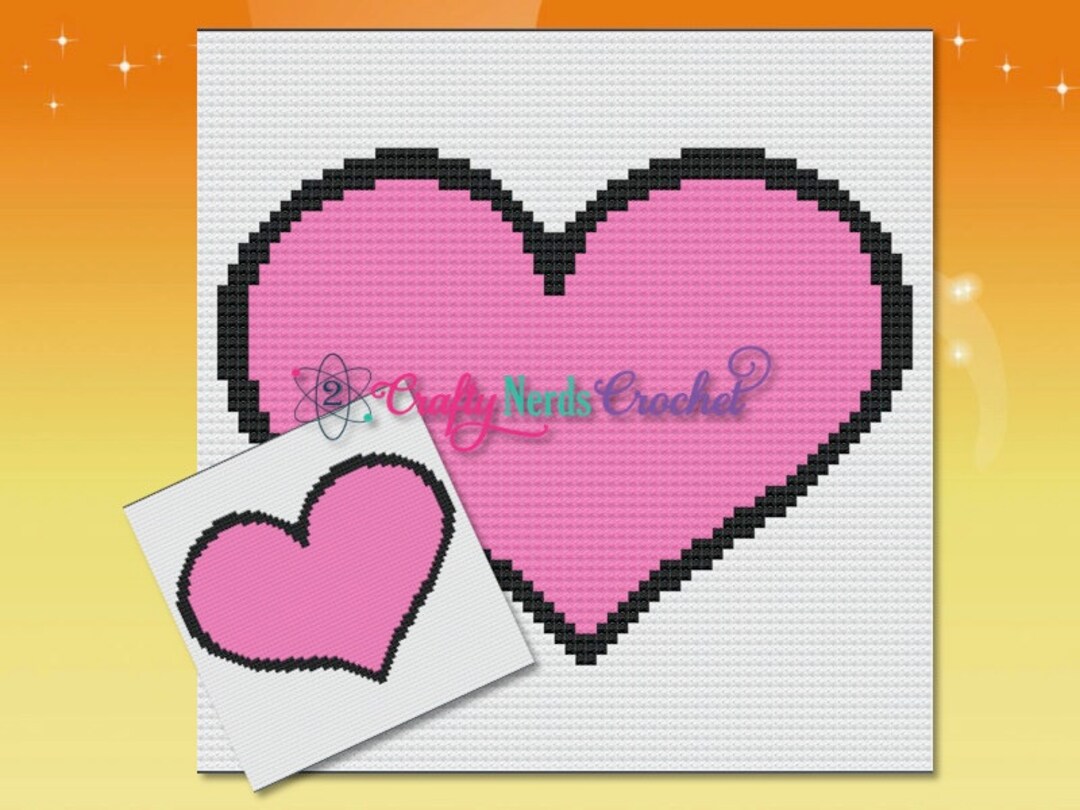 Heart Pattern Graph With Single Crochet Written, Heart Graphgan, Heart ...