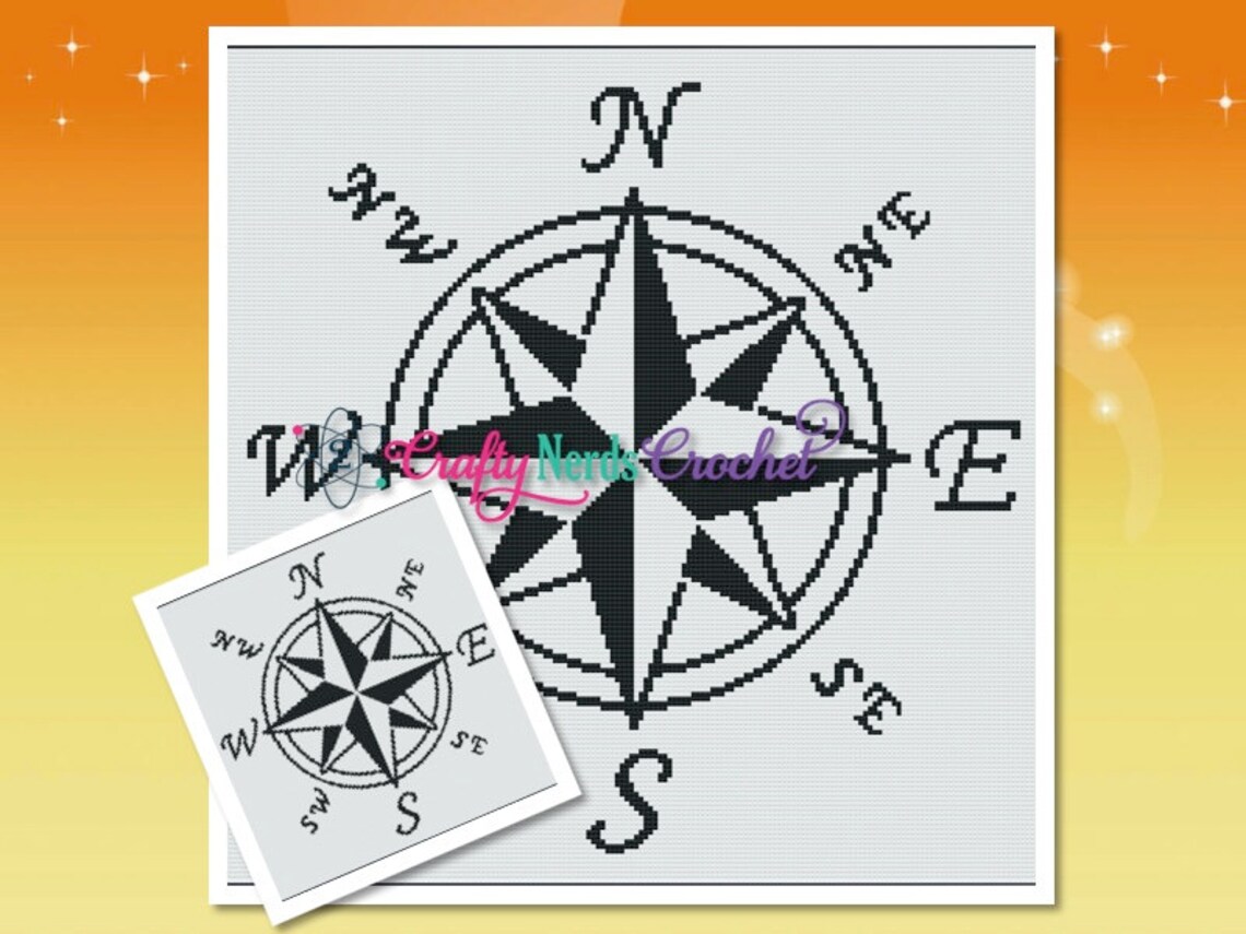 Compass Rose Pattern Graph With Single Crochet SC Written - Etsy