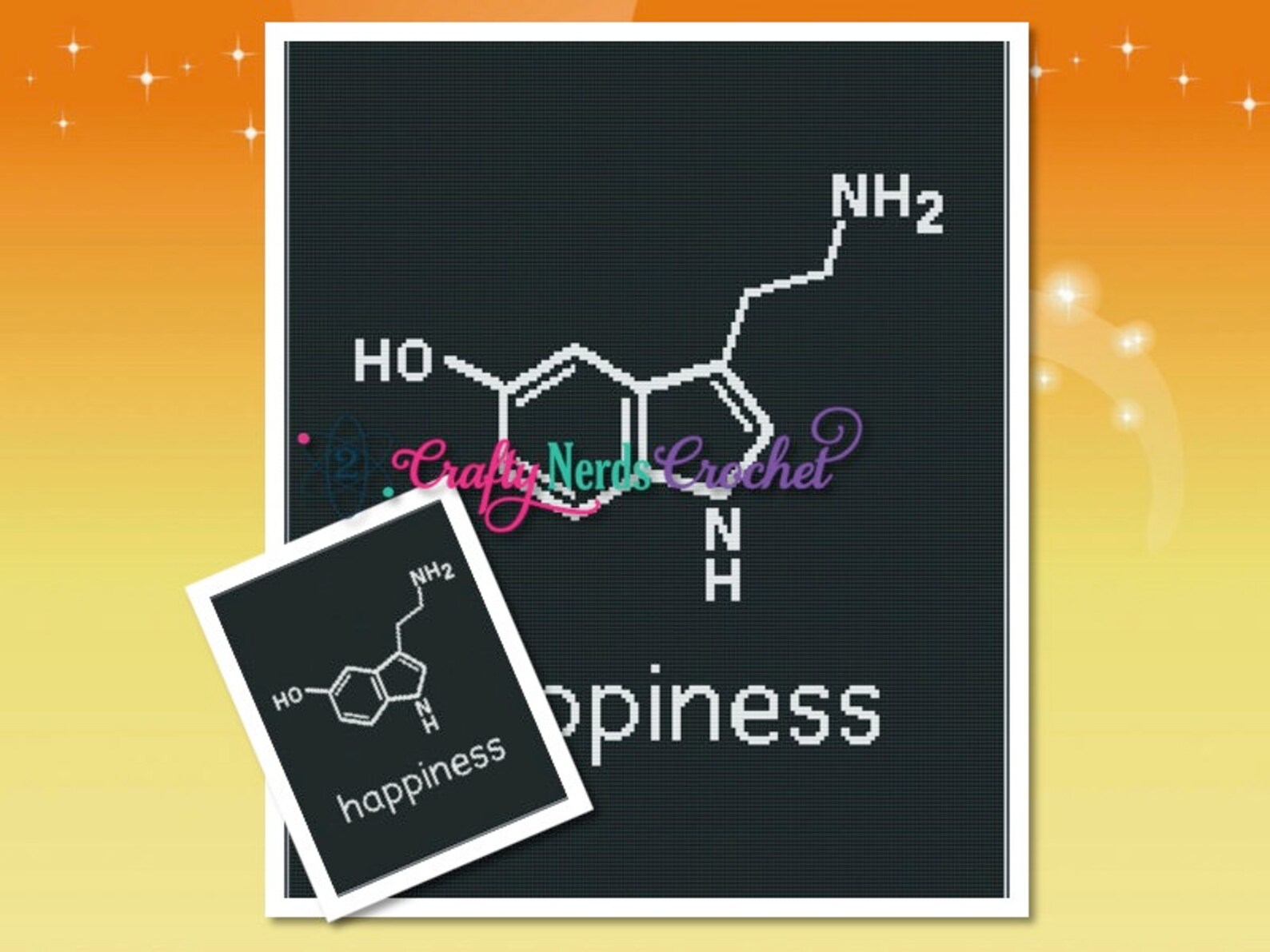 Serotonin Happiness Pattern Graph With Single Crochet SC Written ...
