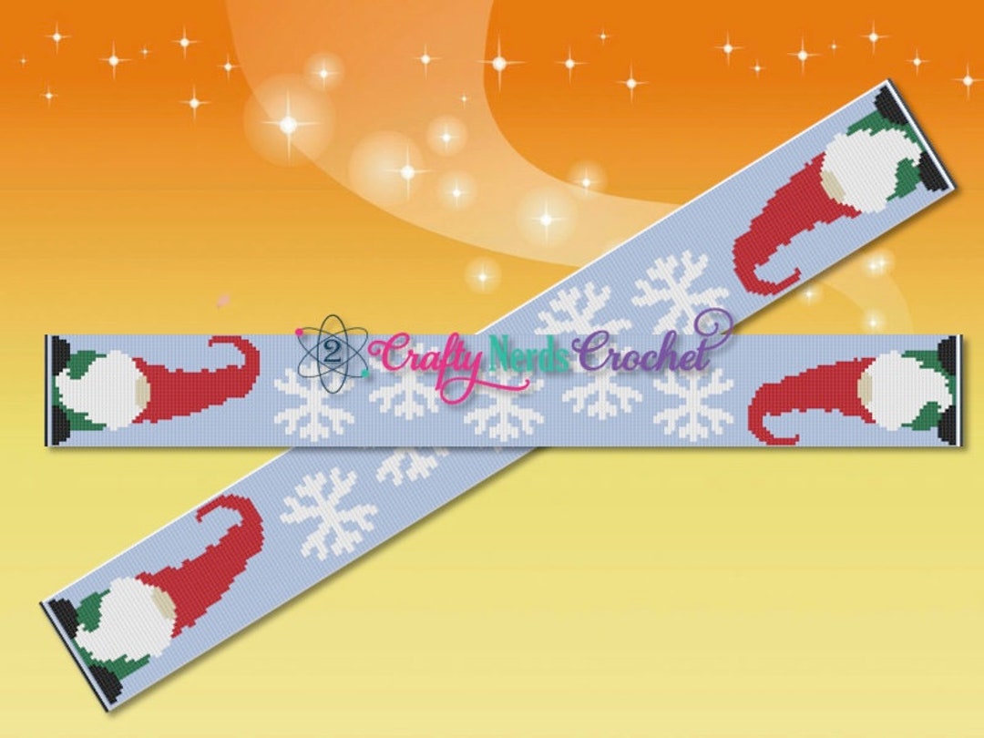 Winter Gnome Scarf Pattern Graph With Single Crochet Written, Winter ...