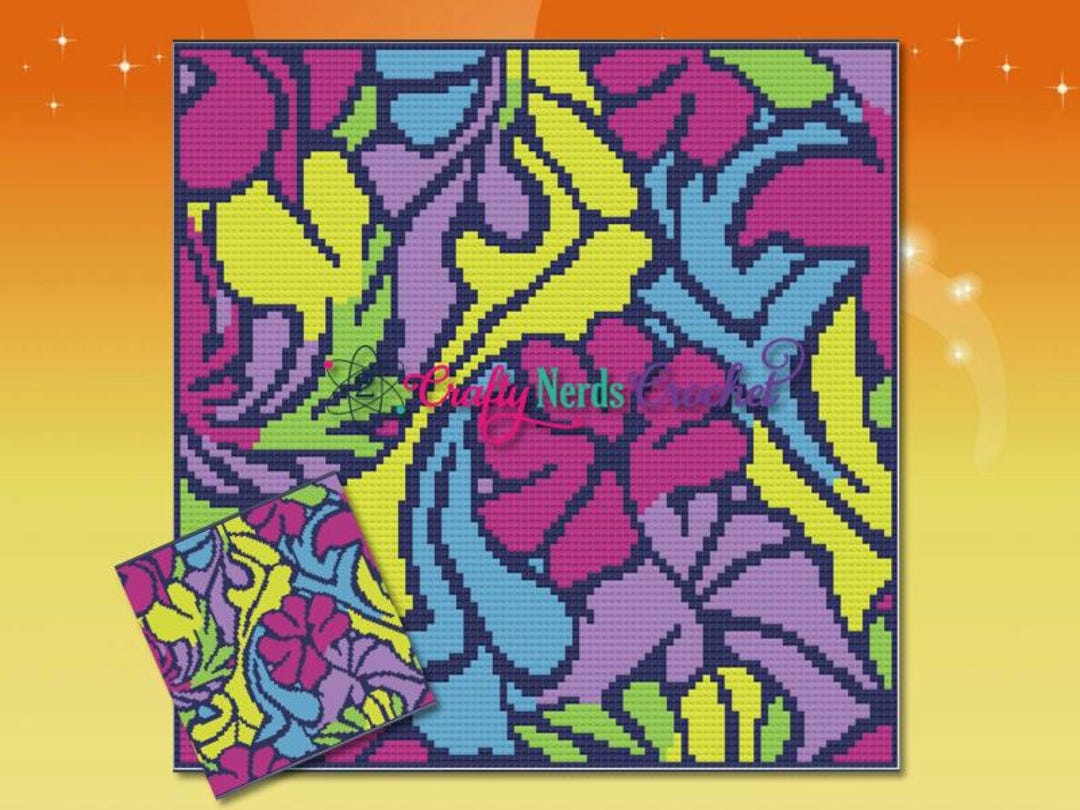 Abstract Hibiscus Crochet Pattern Graph With Minic2c Written, Abstract ...