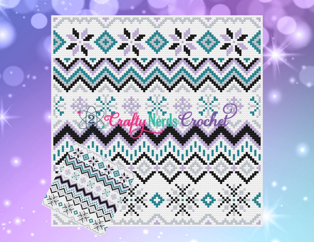 Fair Isle Snowflakes Crochet Pattern Graph With C2c/minic2c Written, Fair Isle Crochet Graphgan ...