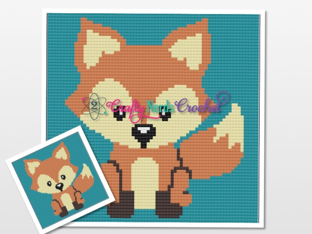 Baby Fox Pattern Graph With Single Crochet and Mini C2C Written , Fox ...