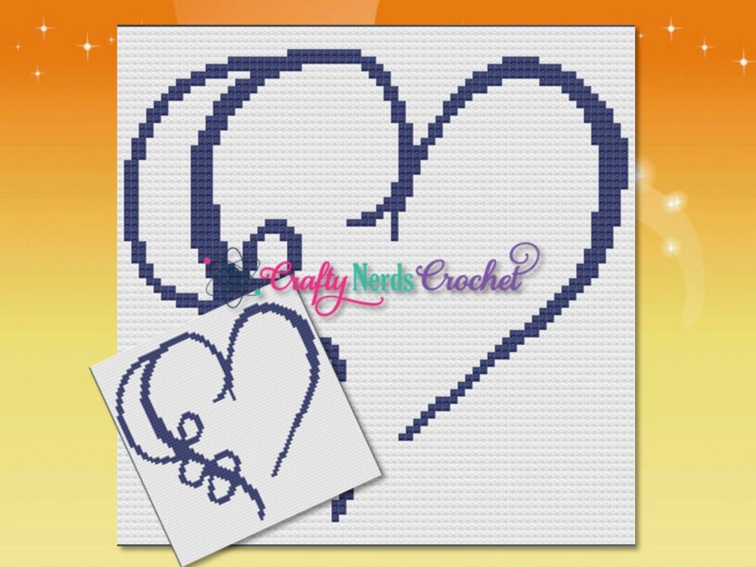 Styled Heart Pattern Graph With Single Crochet Written, Heart Graphgan ...