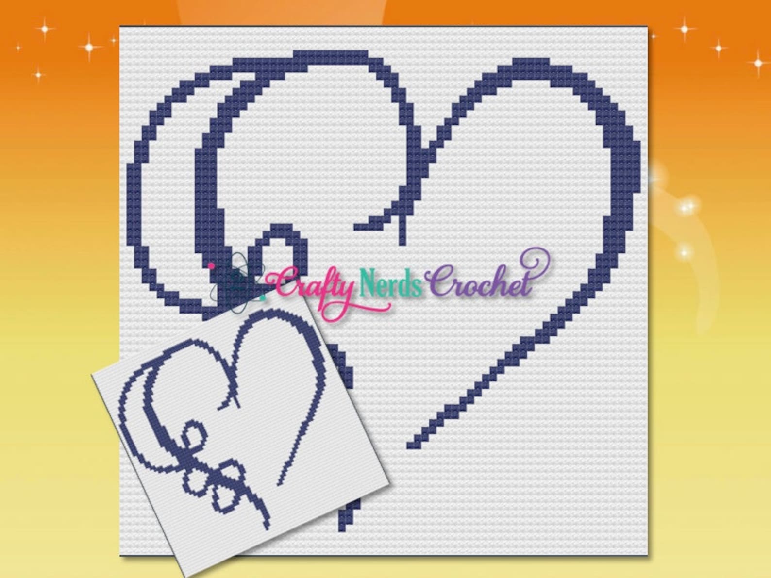 Styled Heart Pattern Graph With Single Crochet Written, Heart Graphgan ...
