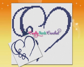 Heart Pattern Graph With Single Crochet Written Heart | Etsy