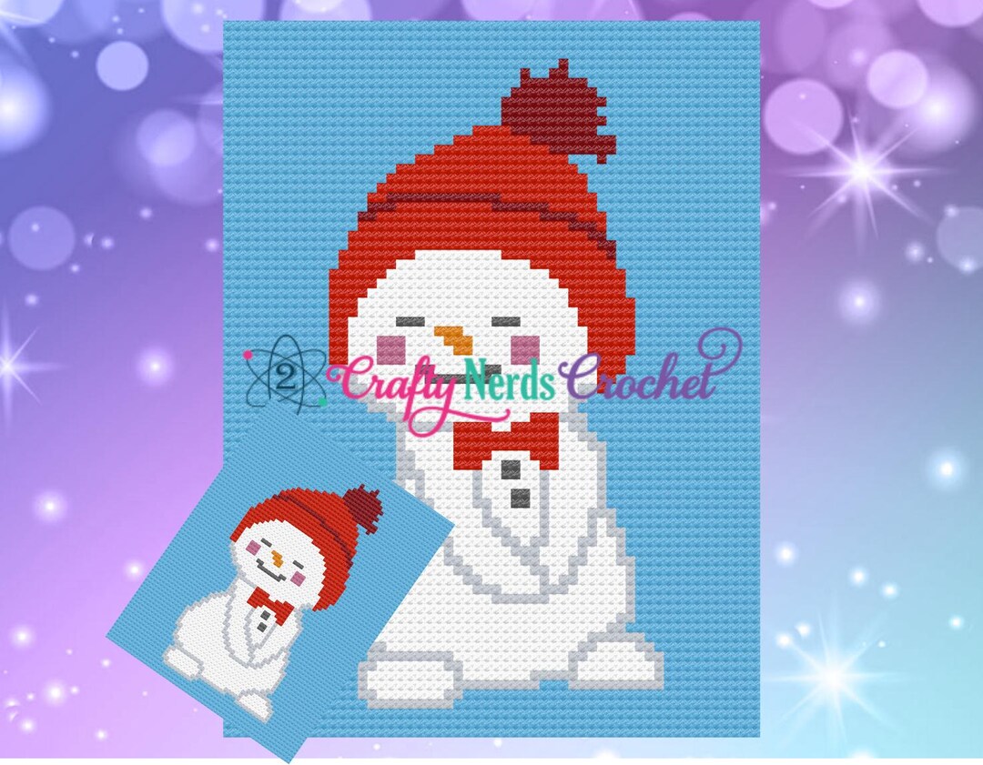Cheerful Snowman Crochet Pattern Graph With C2C Written, Snowman ...