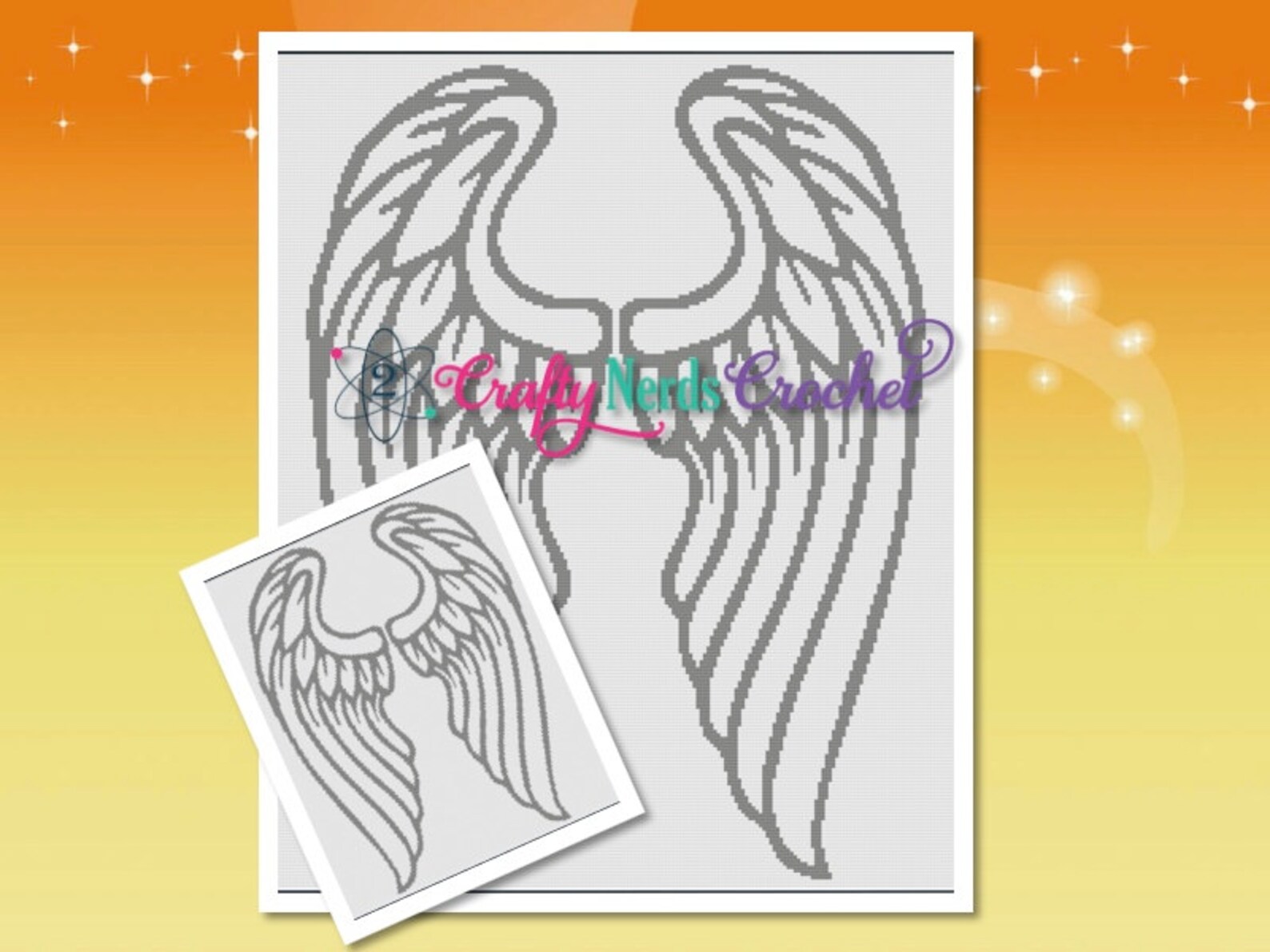Angel Wings Pattern Graph With Single Crochet Written, Angel Graphgan ...
