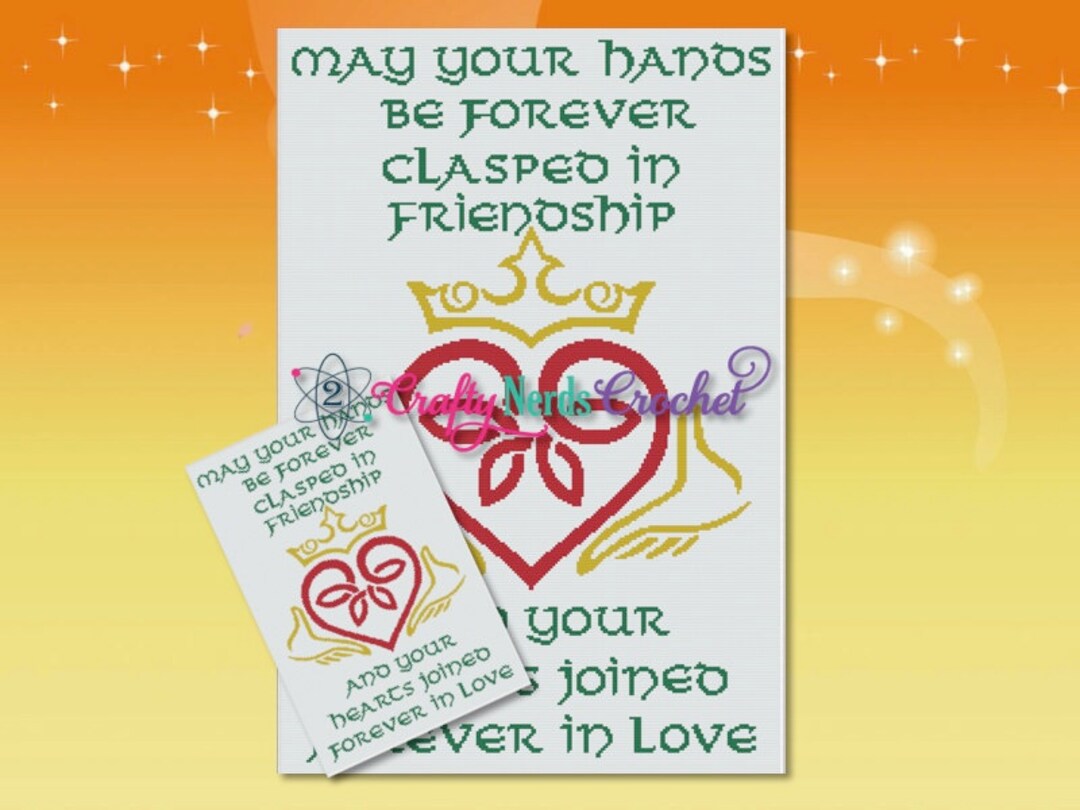 Claddagh Ring With Blessing Pattern Graph With Single Crochet Written ...