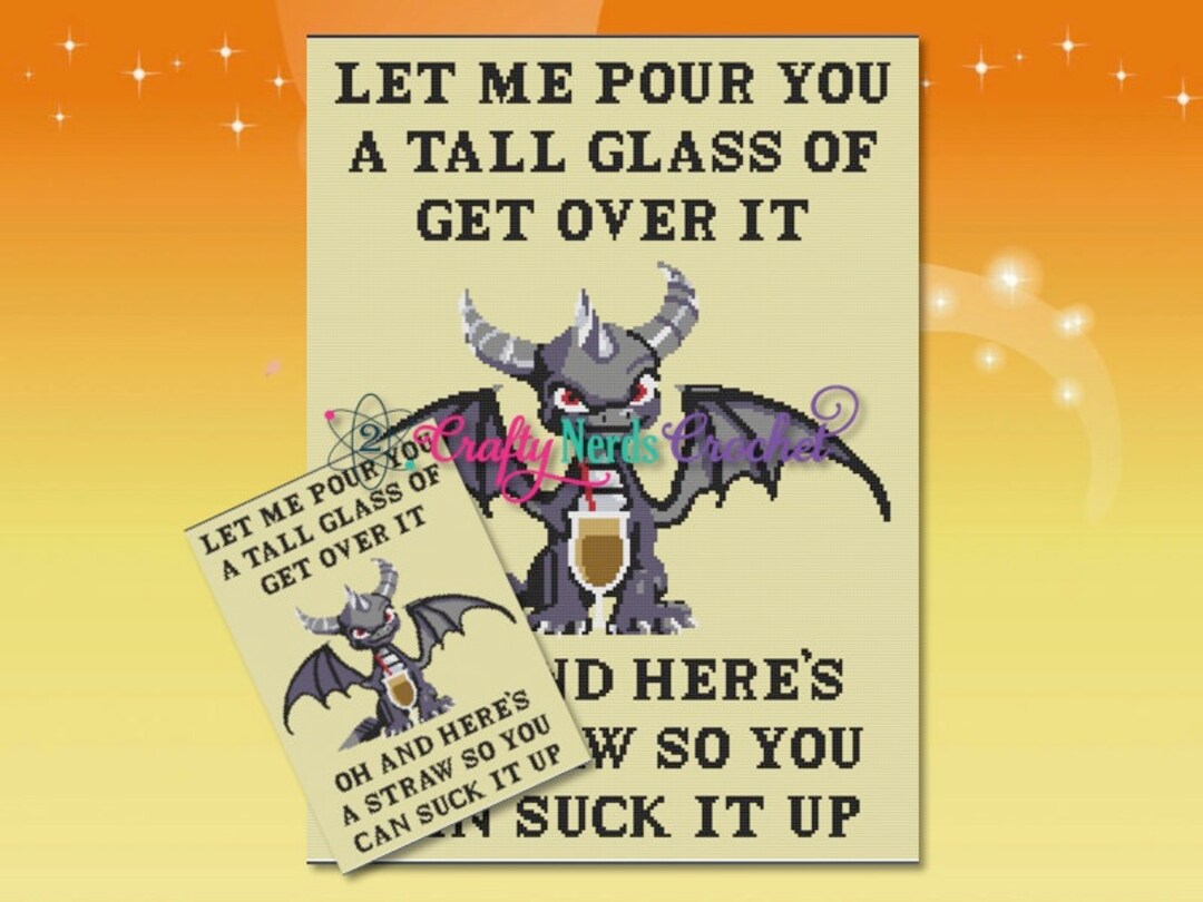 Get Over It Dragon Crochet Pattern Graph With Single Crochet Written ...