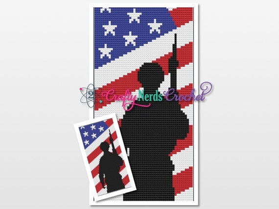 Soldier With American Flag Pattern Graph With C2C Written - Etsy