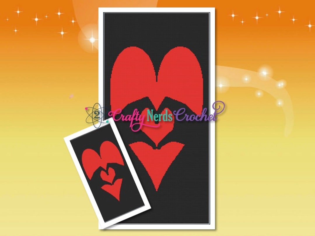 Heart Hands Pattern Graph With Single Crochet Written, Heart Graphgan ...