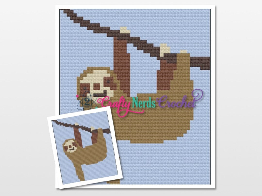 Sloth Pattern Graph With C2C Written, Sloth Graphgan, Sloth Blanket ...