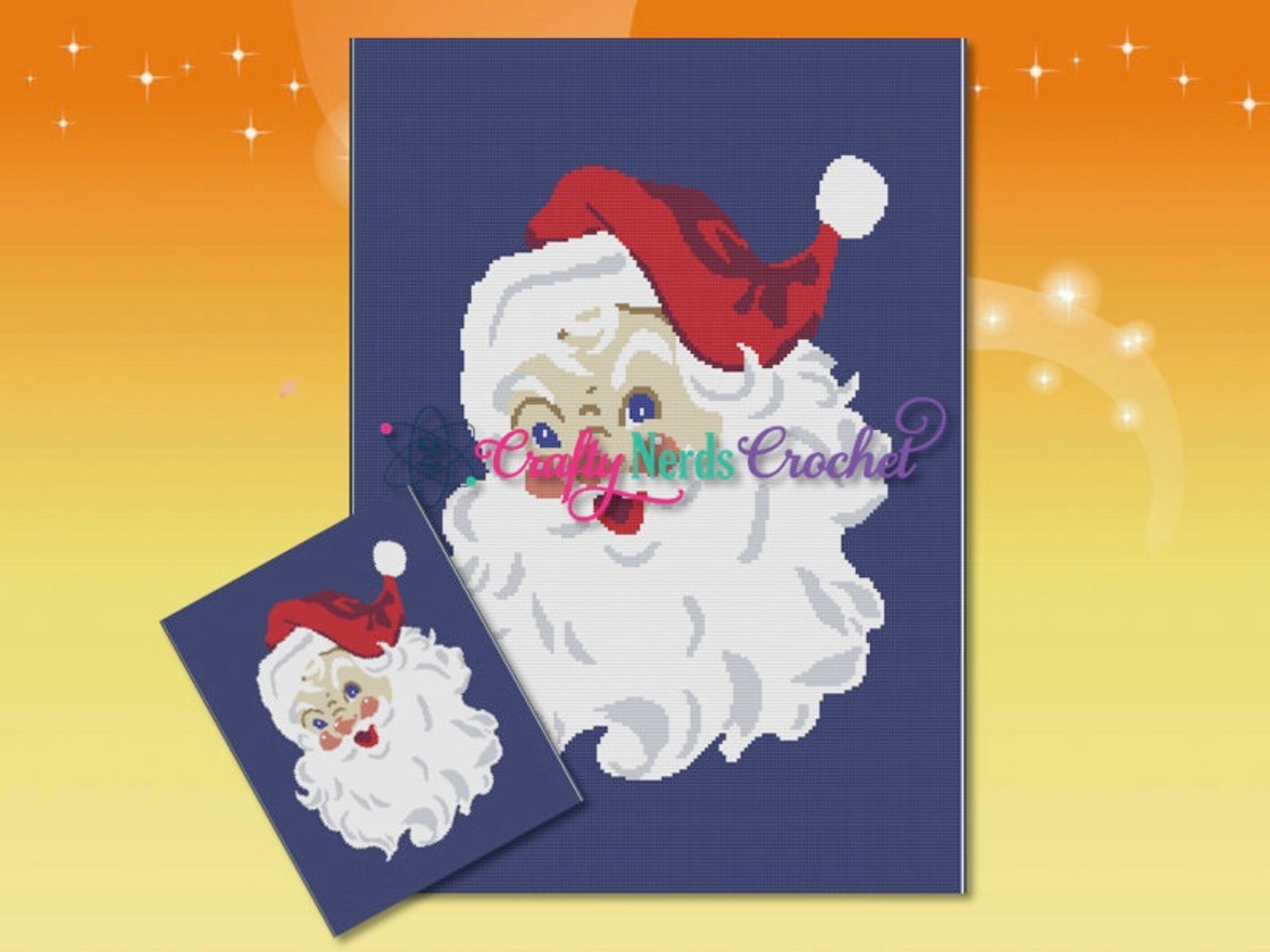 Classic Santa Face Pattern Graph With SC and TSS Written, Santa ...