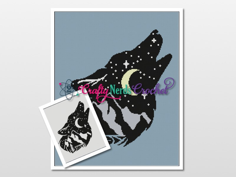 Howling Wolf Moon and Mountains Pattern Graph With Single | Etsy